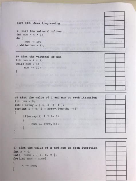 Solved Part Iii Java Programming A List The Value S Of