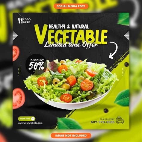 건강한 야채 소셜 미디어 및 인스타그램 포스트 템플릿 프리미엄 Psd 파일