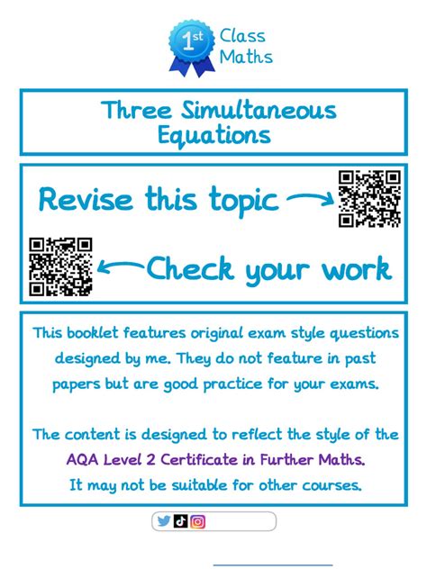Three Simultaneous Equations Exam Questions Pdf