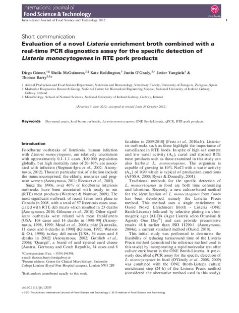 Pdf Evaluation Of A Novellisteriaenrichment Broth Combined With A
