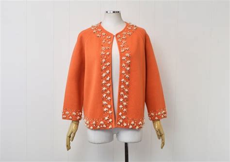 1950s1960s Gene Shelly Melon Orange Peach Beaded Rhi Gem