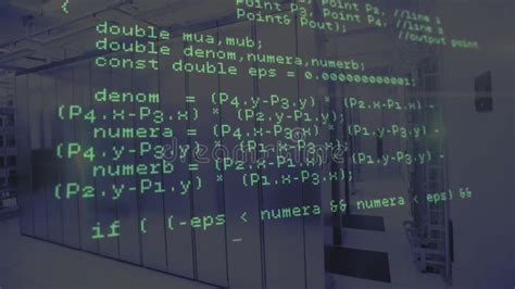 Computer Code Animating Over Server Room Background With Rows Of Servers Stock Footage Video