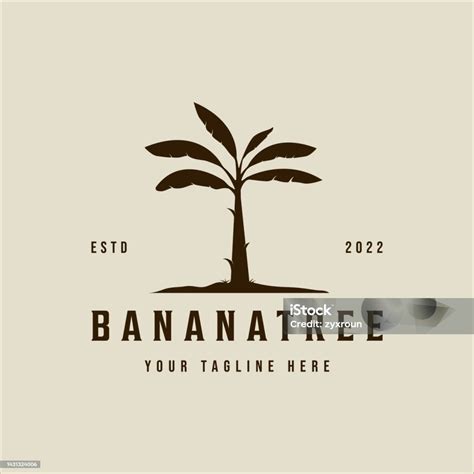 실루엣 바나나 나무 기호 벡터 빈티지 일러스트 레이 션 템플릿 아이콘 그래픽 디자인 열대 식물은 유기 농부를위한 기호 또는 상징 나무 그늘에 대한 스톡 벡터 아트 및 기타