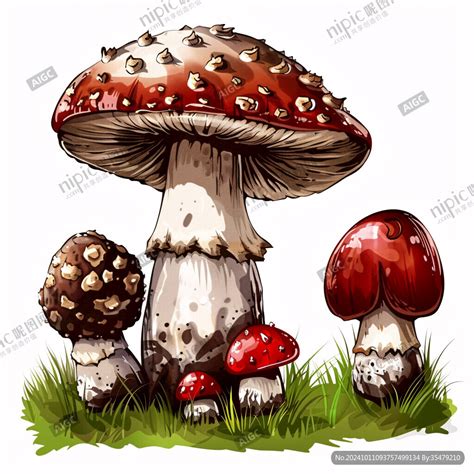 ai创作图手绘香菇插画 手绘菌菇插画 蘑菇手绘画 香菇手绘插画 红菇插画手绘 红乳牛肝菌插画 凤尾菇手绘插画 小蘑菇设计素材 各种蘑菇插画