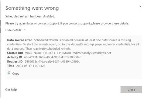 issue with dataset refresh in power bi online port microsoft
