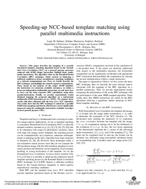 pdf speeding up ncc based template matching using parallel multimedia