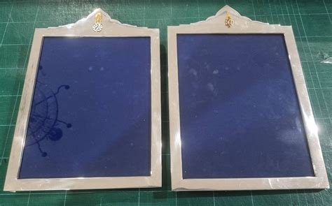 ซื้อขาย ขายแล้ว กรอบพระรูปเนื้อเงินประดับตราพระปรมาภิไธยย่อ ตราประจำพระองค์พระนามาภิไธยย่อ