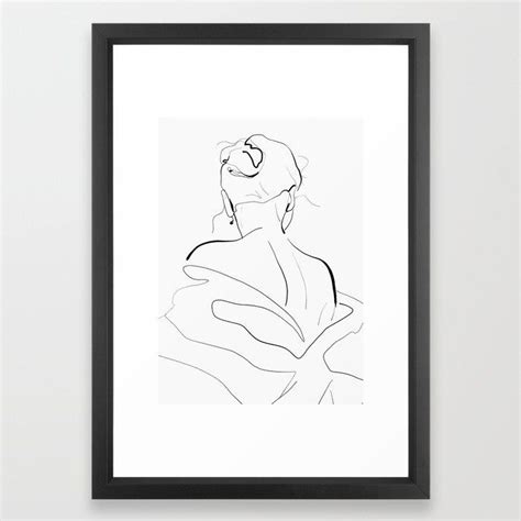 Woman Line Art Framed Art Print By Dada22 Vector Black Small 15x21