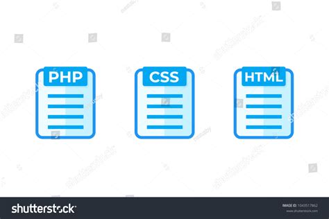 Php Css Html Code Vector Icons Stock Vector Royalty Free 1043517862