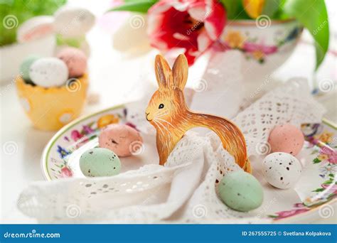 Easter Table Setting Stock Image Image Of Candy Symbol 267555725