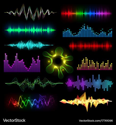 Digital Music Equalizer Audio Waves Set Royalty Free Vector