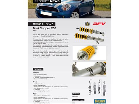 Kit Sospensioni Regolabili Ohlins Roadandtrack Mini Cooper R56 2007 2013