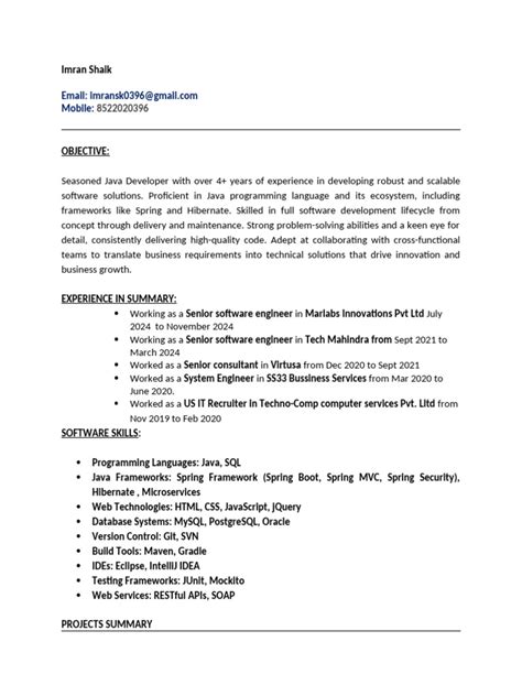 Imran Shaik Updated Resume Pdf Software Development Java
