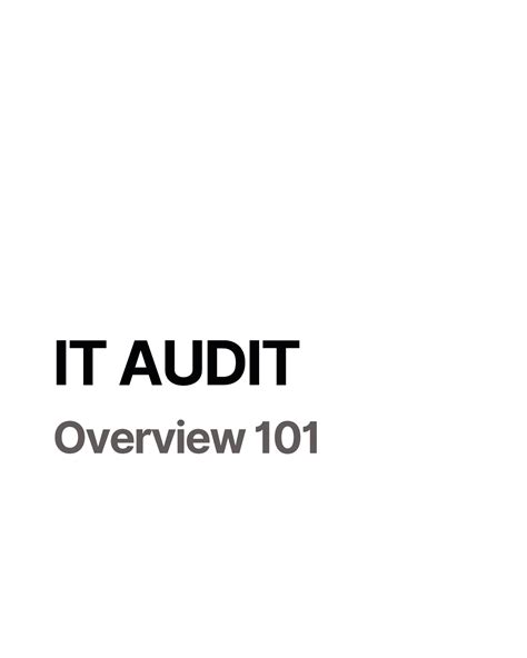 IT Audit Overview 1700746999 IT AUDIT Overview 101 IT Audit Or Information Technology Audit