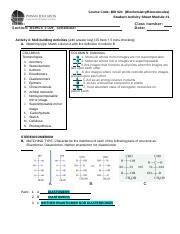 Biochem MODULE Docx Course Code BIO Biochemistry Biomolecules Babe Activity Sheet