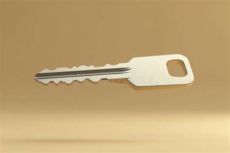 Silver Key Hovering Over A Golden Backdrop Symbolizing Security Access And Solutions Stock
