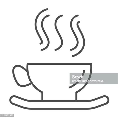 뜨거운 차 얇은 라인 아이콘 코로나 바이러스를 중지 하는 가정 개념 전염병에 집에 머물 고 흰색 배경에 따뜻한 음료 기호를 마시는 증기 아이콘 개요 스타일 커피 머그잔 벡터