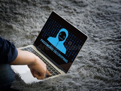 Young Man Use His Finger Press Enter Key On Laptop Computer Keyboard Password Decrypting