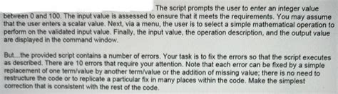 Solved The Script Prompts The User To Enter An Integer Value