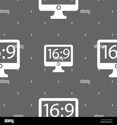 Aspect Ratio 16 9 Widescreen Tv Icon Sign Seamless Pattern On A Gray