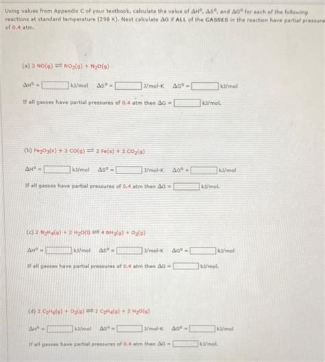 Using Values From Appendix C Of Your Textbook Chegg