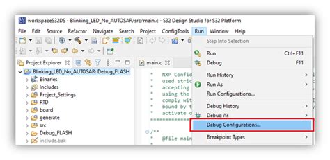 Howto Create A Blinking Led Application Project For S32r45 Using S32