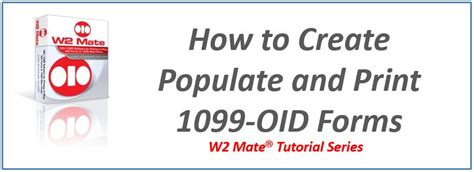 How To Create Populate And Print 1099 OID Forms W2 Mate