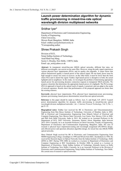 Pdf Launch Power Determination Algorithm For Dynamic Traffic Provisioning In Mixed Line Rate