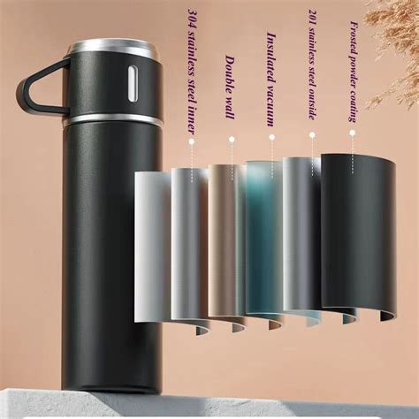 사용자 정의 로고 500ml 750ml 휴대용 304 스테인레스 스틸 보온병 총알 컵 커피 잔 선물 세트 물병 이중 벽 보온병