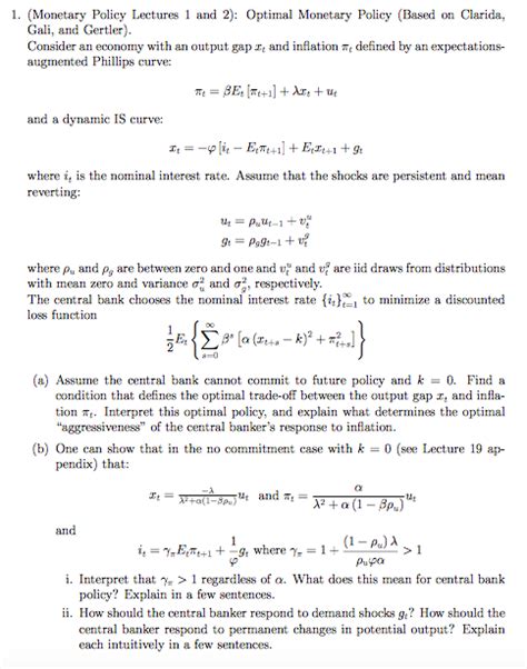 1 monetary policy lectures 1 and 2 optimal