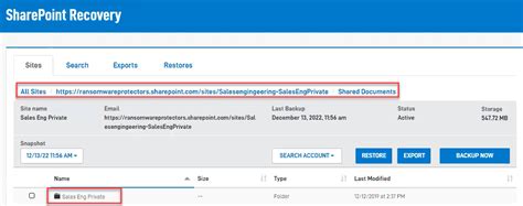 Data Restore Locations