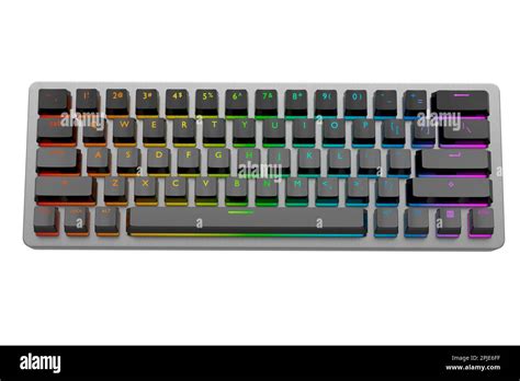 Realistic Computer Keyboard With Metallic Chrome Texture Isolated On