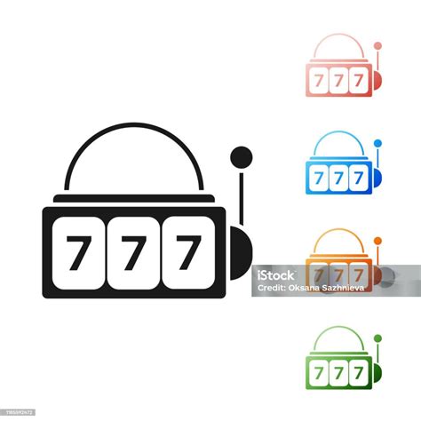 흰색 배경에 고립 된 행운의 일곱 잭팟 아이콘 블랙 슬롯 머신 다채로운 아이콘을 설정합니다 벡터 일러스트레이션 과일에 대한 스톡 벡터 아트 및 기타 이미지 Istock