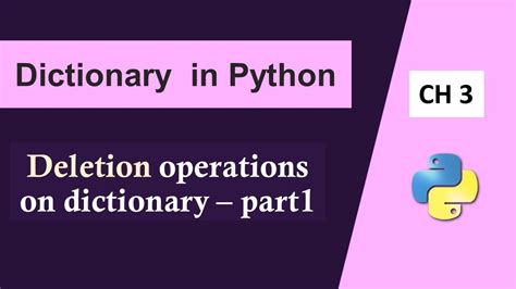 Removing Dictionary Itemsdictionary In Python Operationsdeletion Of Items Youtube