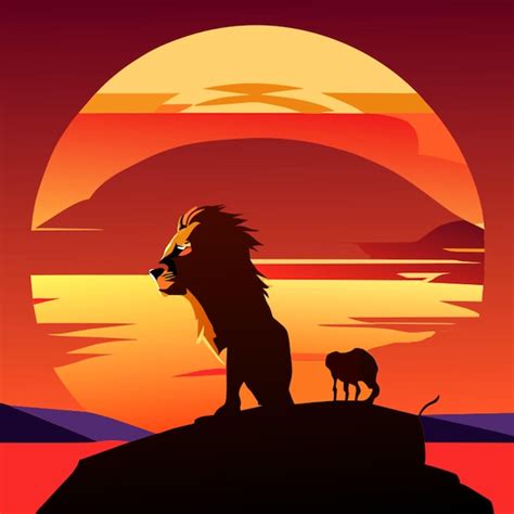 사자 왕 터 일러스트레이션 프리미엄 Ai 생성 벡터