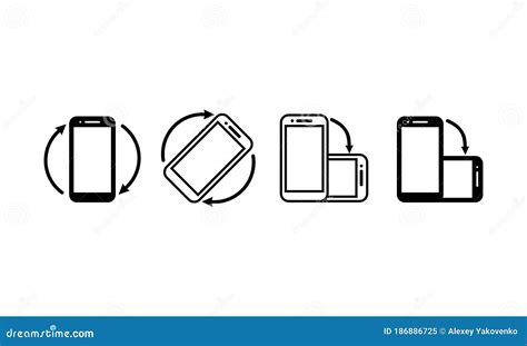 Smartphone Rotation Icons Phone Rotate Set Phone Tilt Vertical And Horizontal Signs Mobile