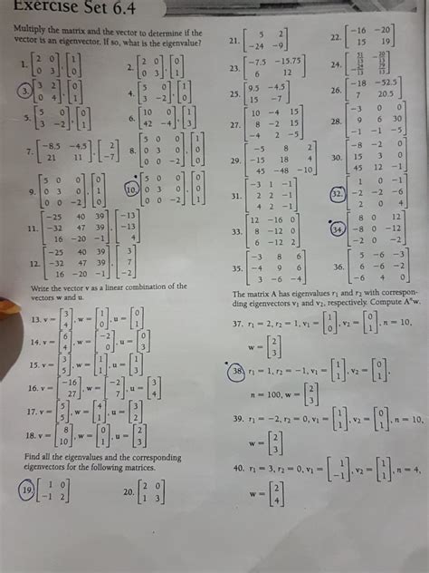 Solved Exercise Set Multiply The Matrix And The Vector Chegg Com