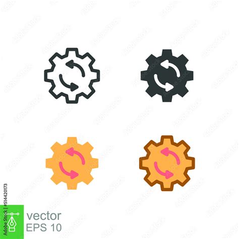 Sync Setting Icon Simple Outline Solid Flat Style Process Update