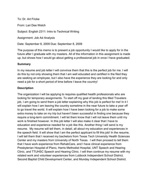 Assignment Job Ad Analysis