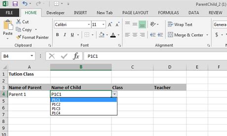 Excel Dependent Drop Down List