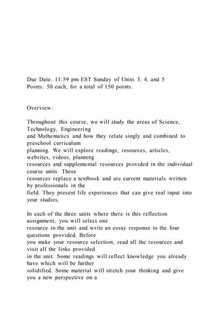 Due Date 1159 Pm Est Sunday Of Units 3 4 And 5 P Docx Educational Assessment Education