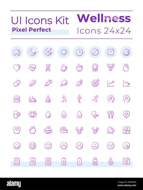 Health And Wellness Pixel Perfect Gradient Linear Ui Icons Set Stock Vector Image And Art Alamy