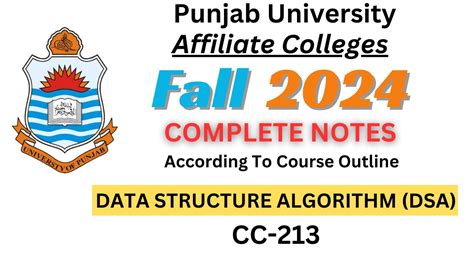 Complete Data Structures And Algorithms Dsa Notes Punjab University Cc 213 Course Youtube