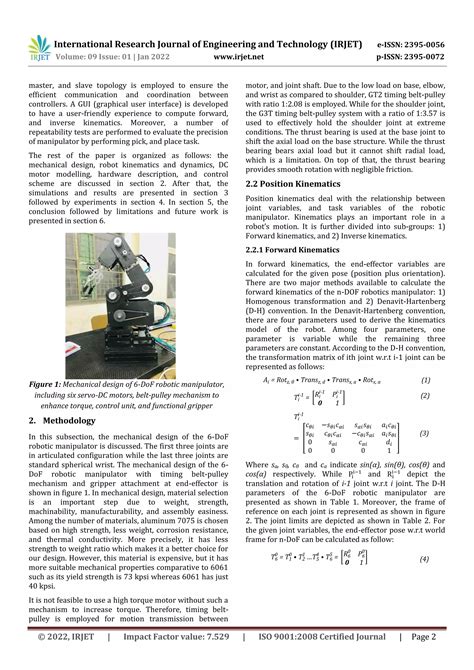 Indigenously Design Development And Motion Control Of Multi Dof Robotic Manipulator Pdf