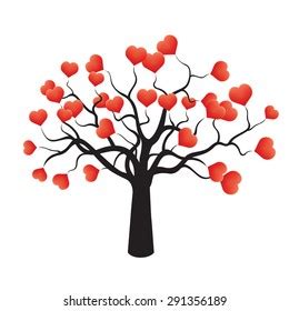 Tree Red Hearts Vector Illustration Image Vectorielle De Stock Libre De Droits