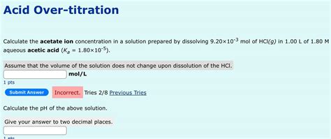 [solved] calculate the acetate ion concentration in a sol
