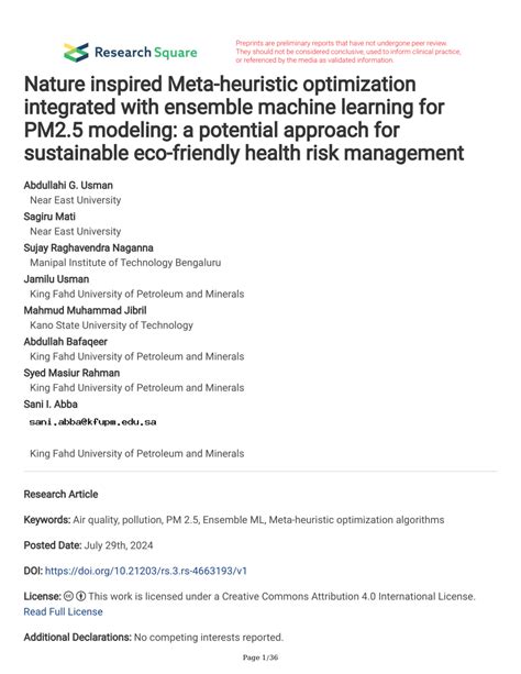Pdf Nature Inspired Meta Heuristic Optimization Integrated With Ensemble Machine Learning For