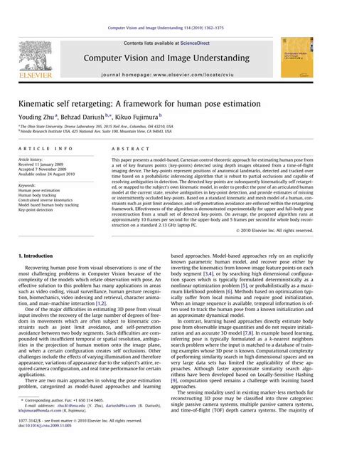 Pdf Kinematic Self Retargeting A Framework For Human Pose Estimation
