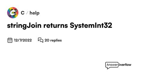 Stringjoin Returns Systemint32 C