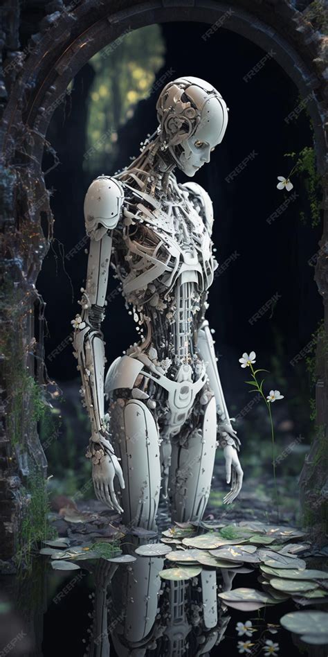 Premium Ai Image A Robot Girl With A Broken Body And A White Face